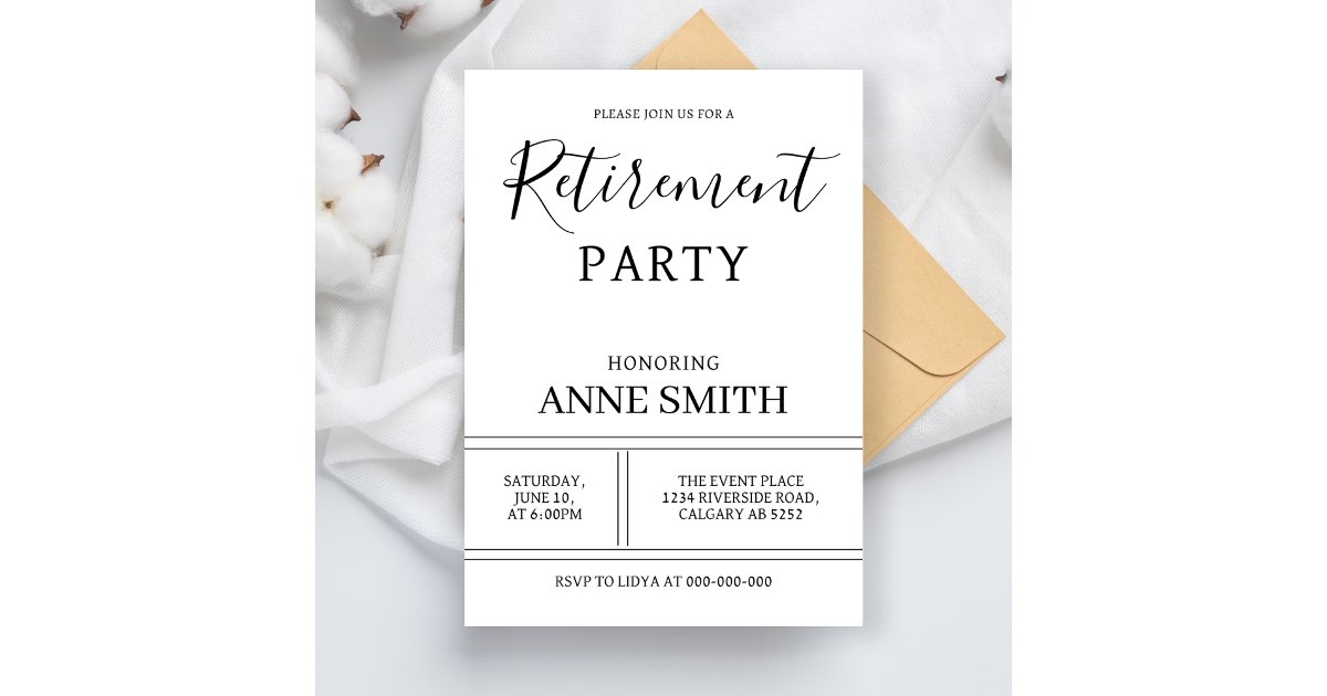 Modern Retirement Party Simple Retired Celebration Invitation | Zazzle