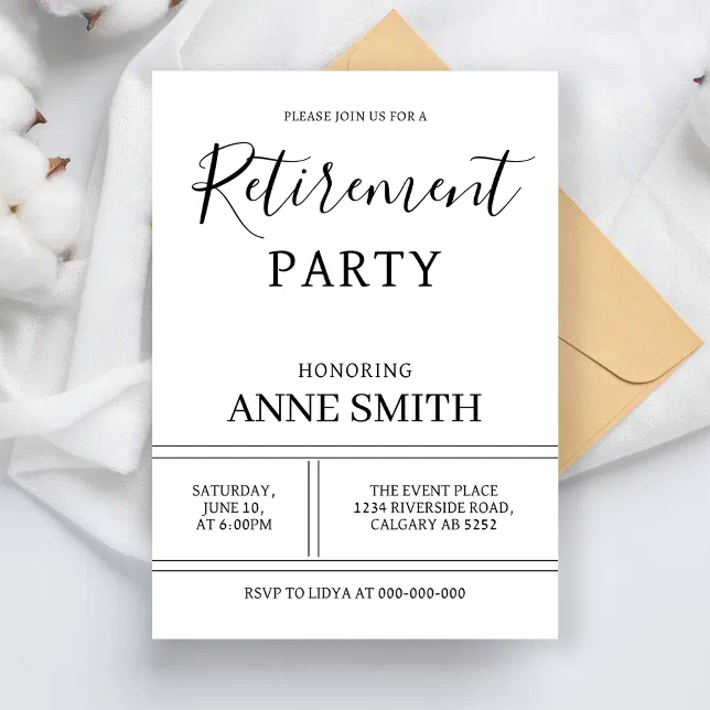 Modern Retirement Party Simple Retired Celebration Invitation | Zazzle