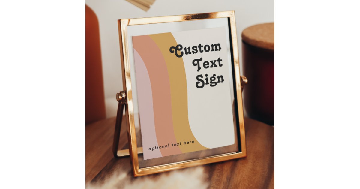 Modern Retro 70's Rainbow Cards and Gifts Custom Poster | Zazzle