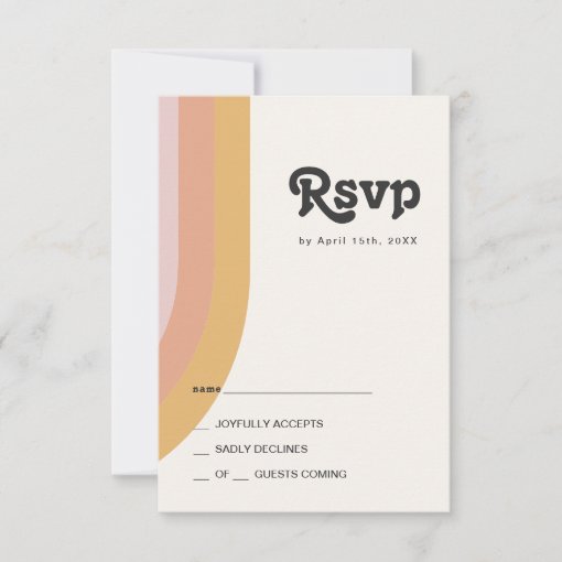 Modern Retro 70's Rainbow Dark RSVP Card | Zazzle