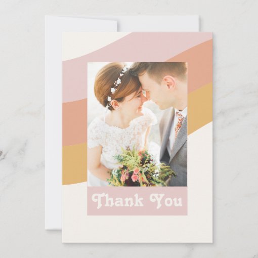 Modern Retro 70's Rainbow Flat Photo Thank You Card | Zazzle