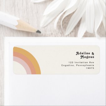 Modern Retro 70's Rainbow | Return Address Label | Zazzle