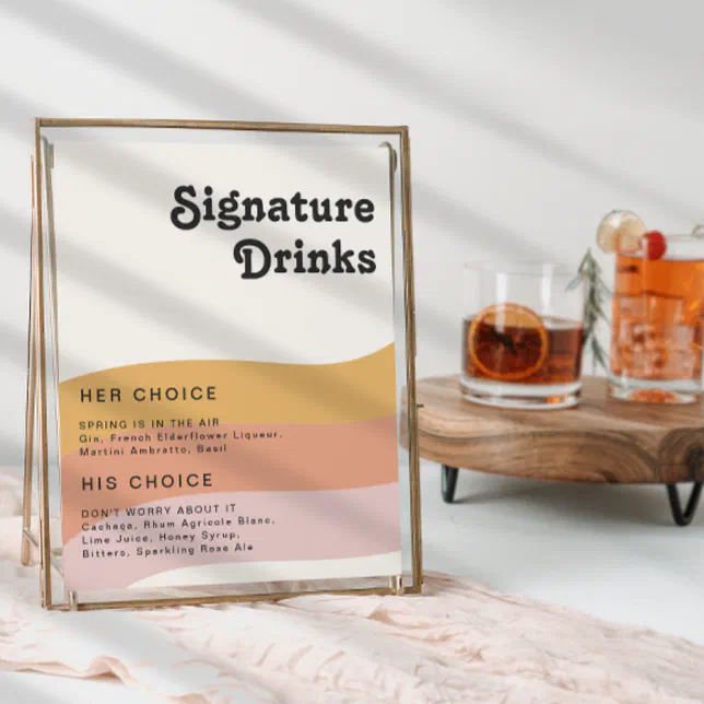 Modern Retro 70's Rainbow Signature Drinks Sign | Zazzle