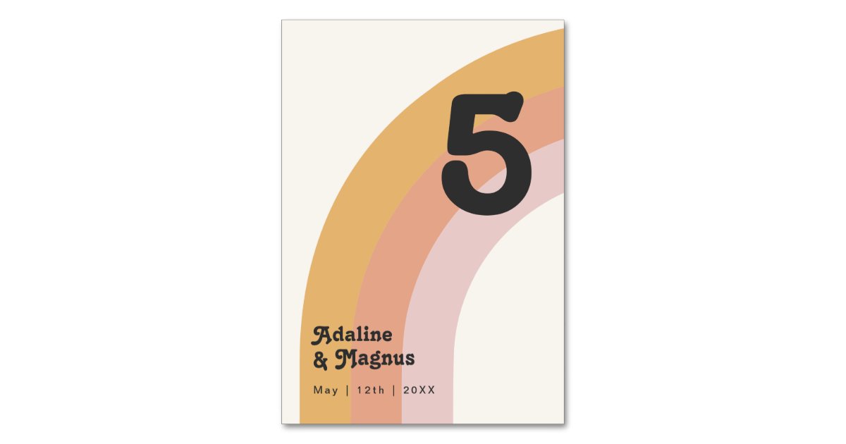 Modern Retro 70's Rainbow | Table Number | Zazzle