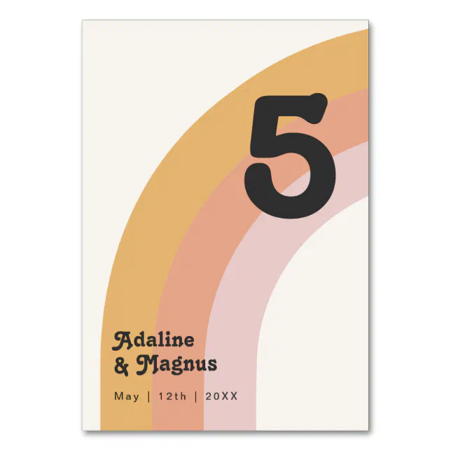 Modern Retro 70's Rainbow | Table Number | Zazzle