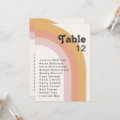 Modern Retro 70's Rainbow | Table Number Chart | Zazzle