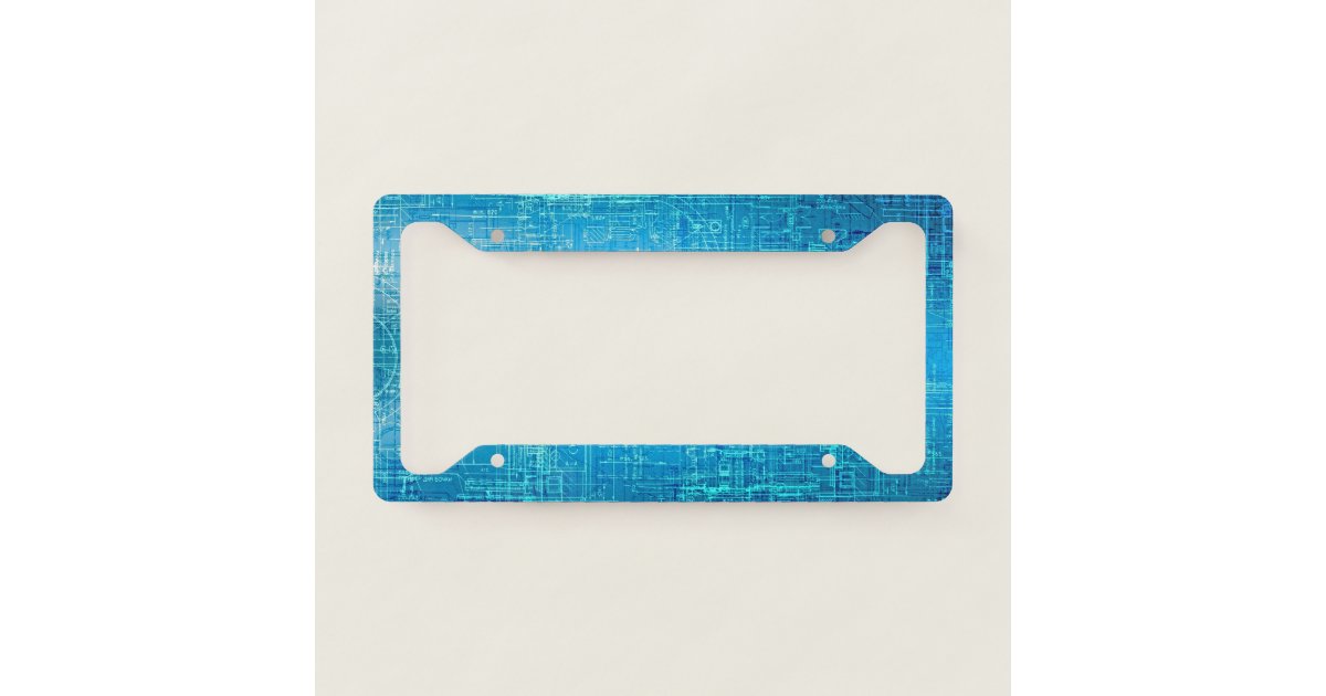 Modern Retro Artistic Blueprint License Plate Frame | Zazzle