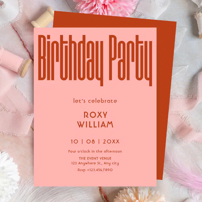 Modern Retro birthday Invitation | Zazzle