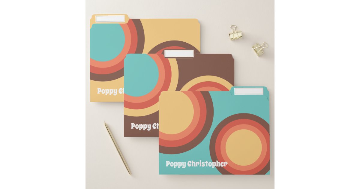 Modern Retro Bold Groovy Curves Personalized File Folder | Zazzle