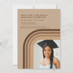 Modern Retro Brown and Neutral Graduation Invitation | Zazzle