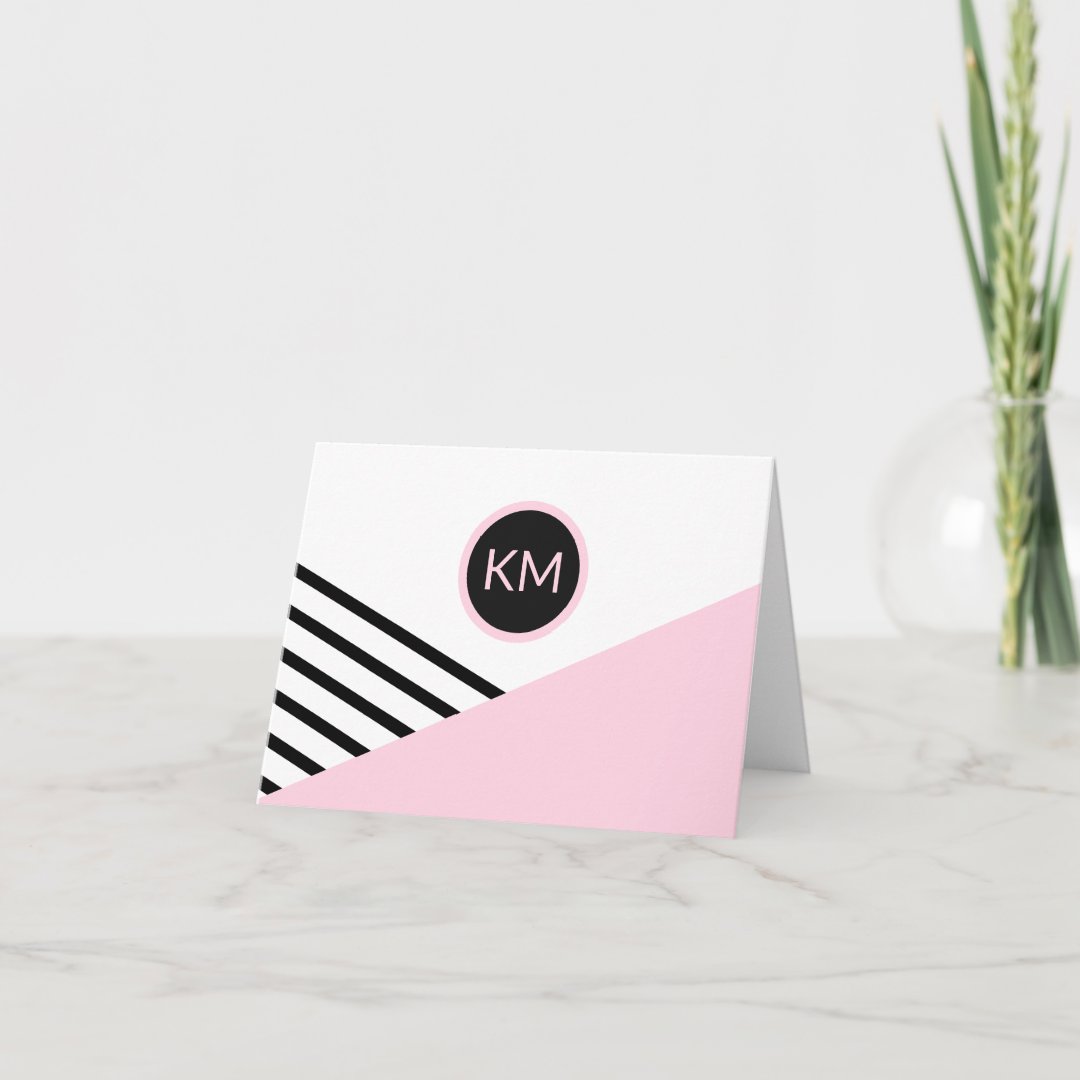 Modern Retro Chic Monogram Logo Note Card | Zazzle