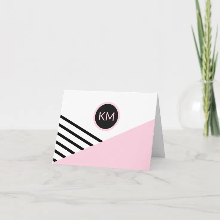 Modern Retro Chic Monogram Logo Note Card | Zazzle