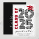 Modern Retro Class of 2025 Red and Black Grad Invitation | Zazzle