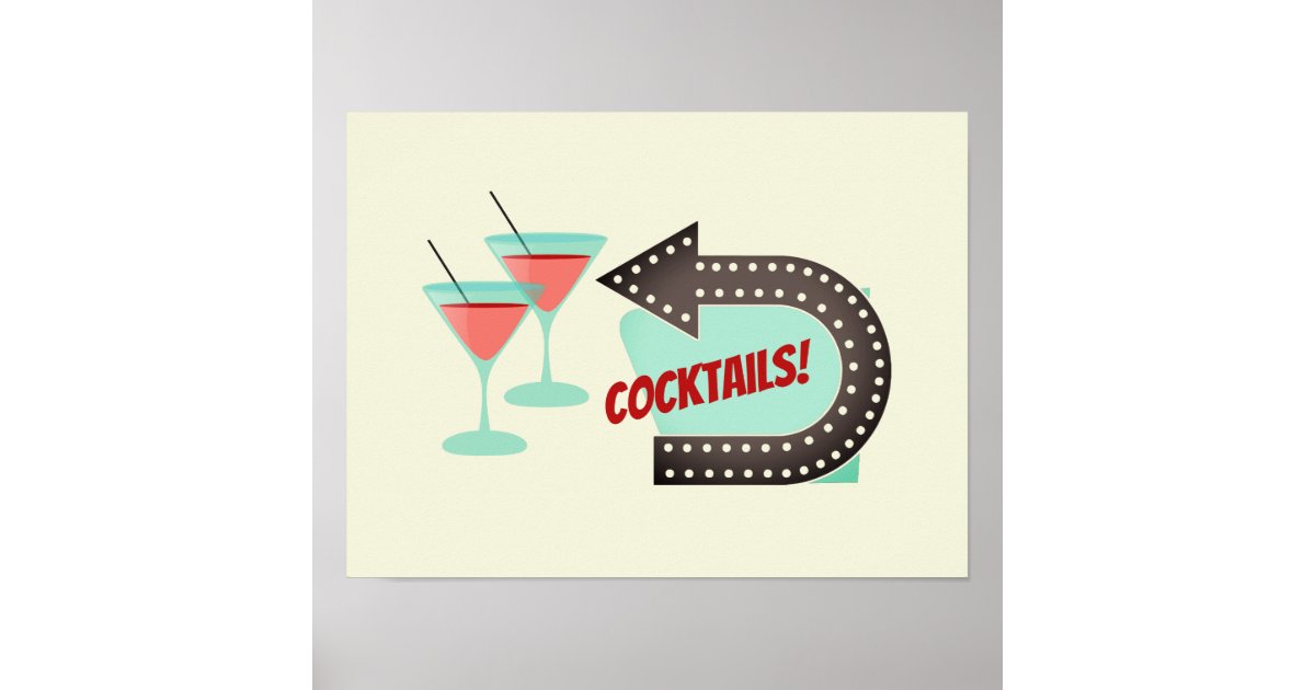 Modern Retro Cocktails Home Bar Poster | Zazzle