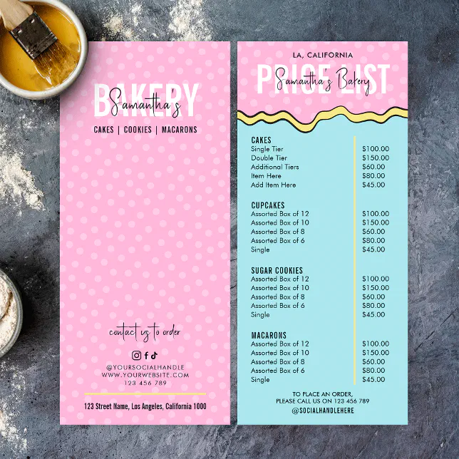 Modern Retro Colorful Pastry Chef Bakery Menu | Zazzle