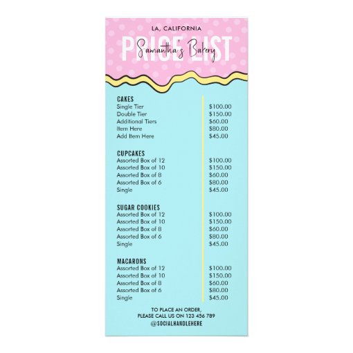 Modern Retro Colorful Pastry Chef Bakery Menu | Zazzle