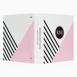 Modern Retro Geometric Pop Art with Monogram 3 Ring Binder | Zazzle