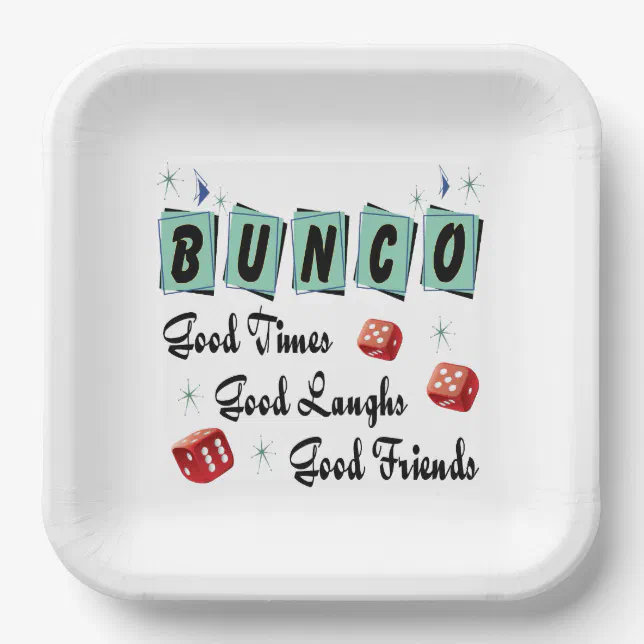 Modern Retro Good Friends Dice Bunco Paper Plates | Zazzle