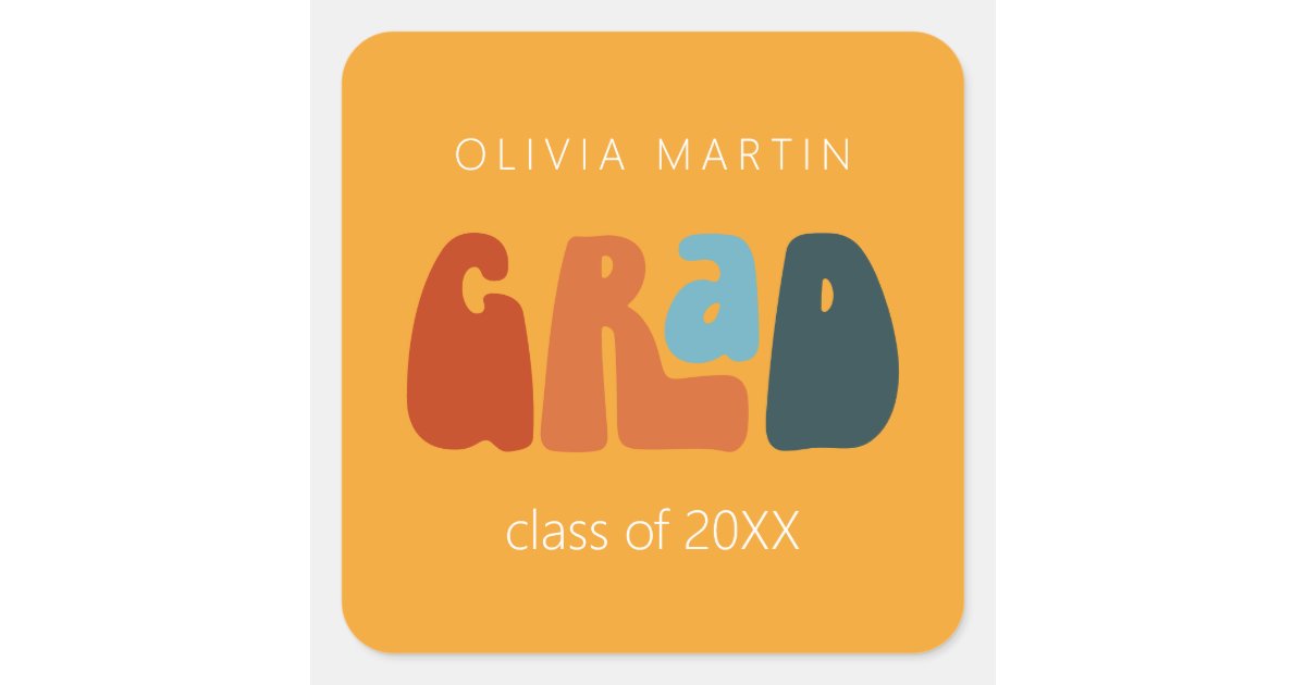 Modern Retro Grad Square Design Square Yellow Square Sticker | Zazzle