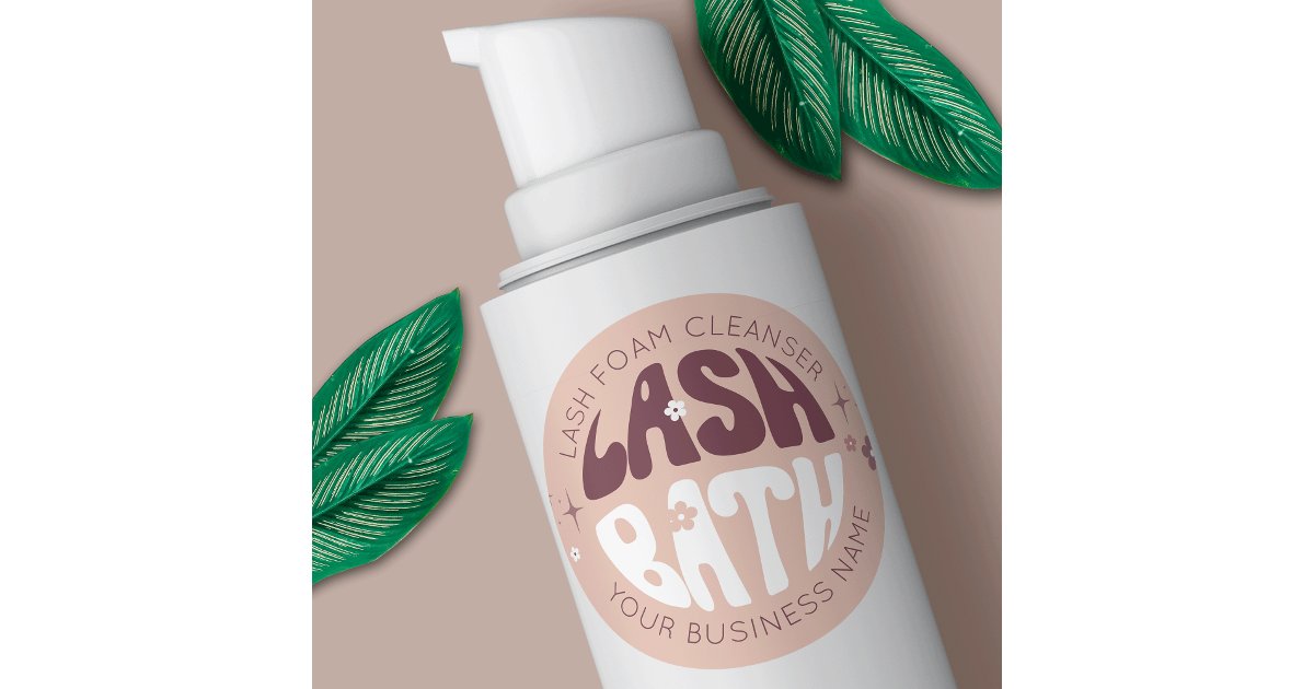 Modern Retro Groovy 2 OZ Foam Bottle Lash Bath Classic Round Sticker ...