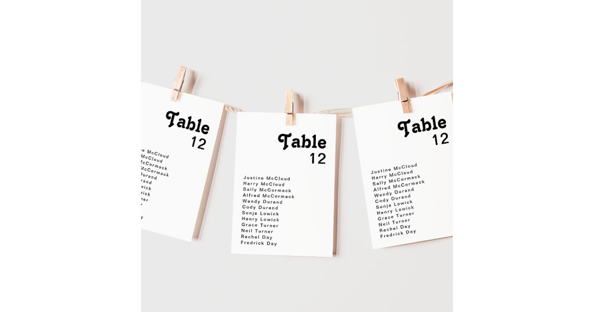 Modern Retro Lettering Table Number Chart | Zazzle