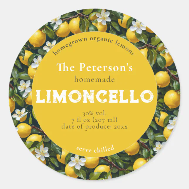 Modern Retro Limoncello Drink Label | Zazzle