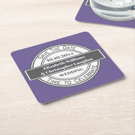 Modern Retro Logo Wedding Save The Date Coaster | Zazzle.com