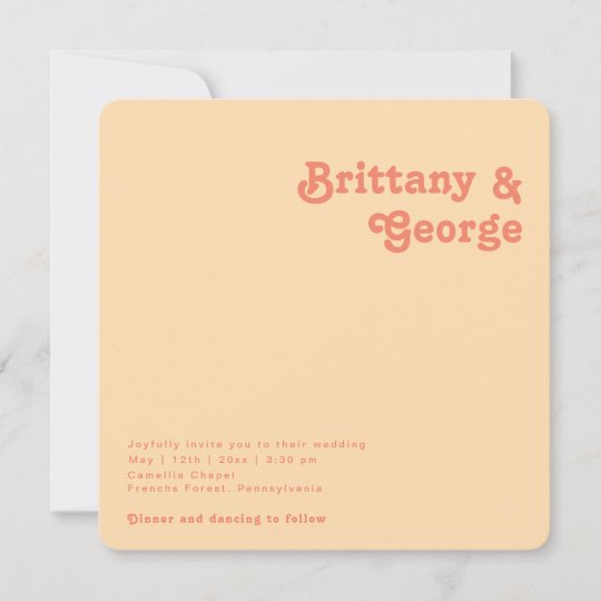 Modern Retro | Orange Square Rounded Edges Wedding Invitation | Zazzle.com
