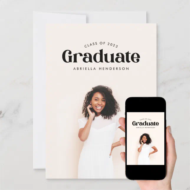 Modern Retro Photo Graduation Invitation | Zazzle