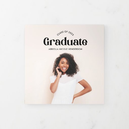 Modern Retro Photo Graduation Tri-Fold Invitation | Zazzle
