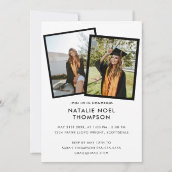 Modern Retro Photo Modern Groovy Graduation Party Invitation | Zazzle