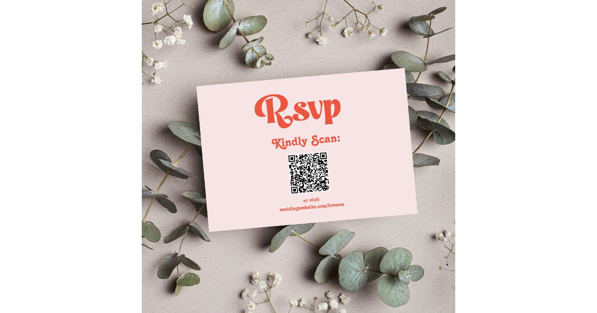 Modern Retro Pink And Orange Typography Wedding RSVP Card | Zazzle