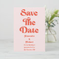 Modern Retro Pink And Orange Typography Wedding Save The Date | Zazzle