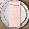 Modern Retro Pink and Orange Wedding Menu | Zazzle