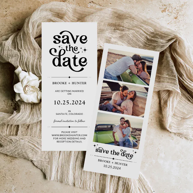 Modern Retro Save The Date | Photo Booth Strip Invitation | Zazzle