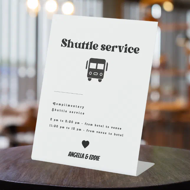Modern Retro Shuttle Service Wedding Sign | Zazzle