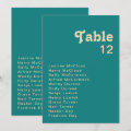 Modern Retro | Teal Table Number Chart | Zazzle