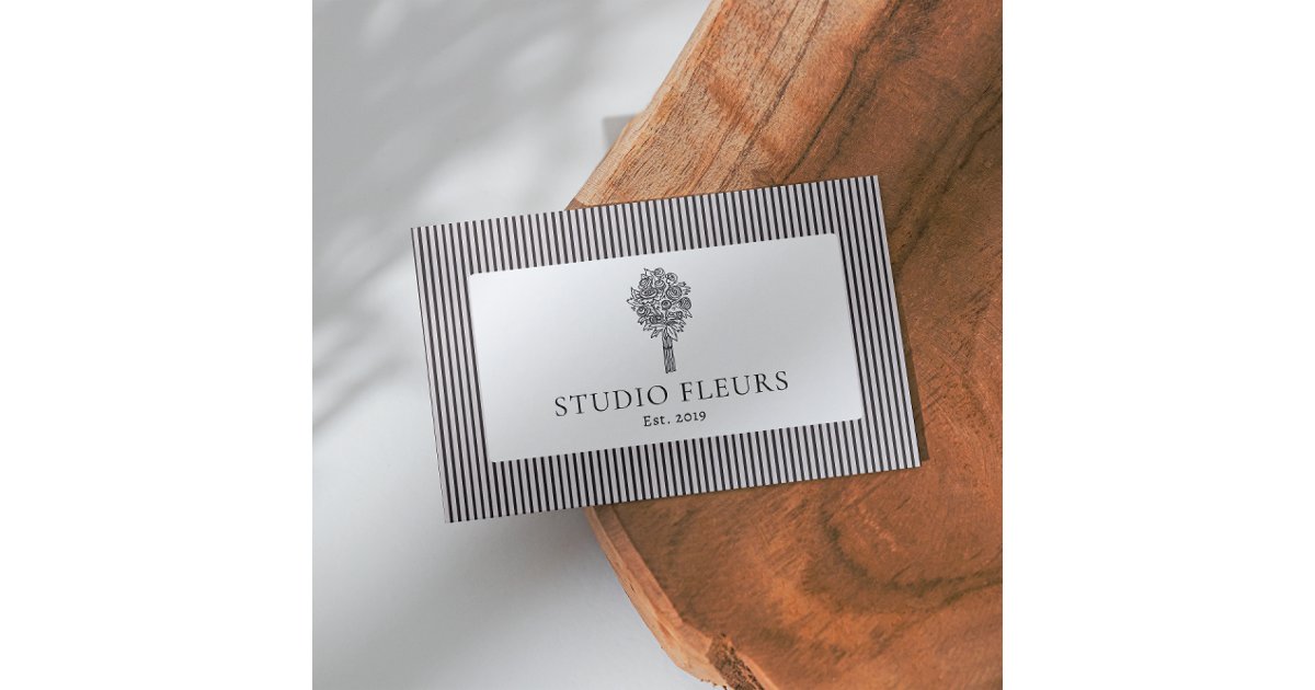 Modern Retro Vibe Logo Striped Business Card | Zazzle