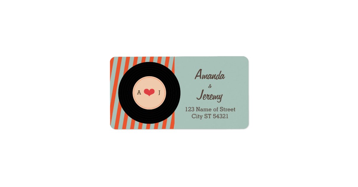 Modern Retro Vinyl Record Orange / Sky Blue Label | Zazzle