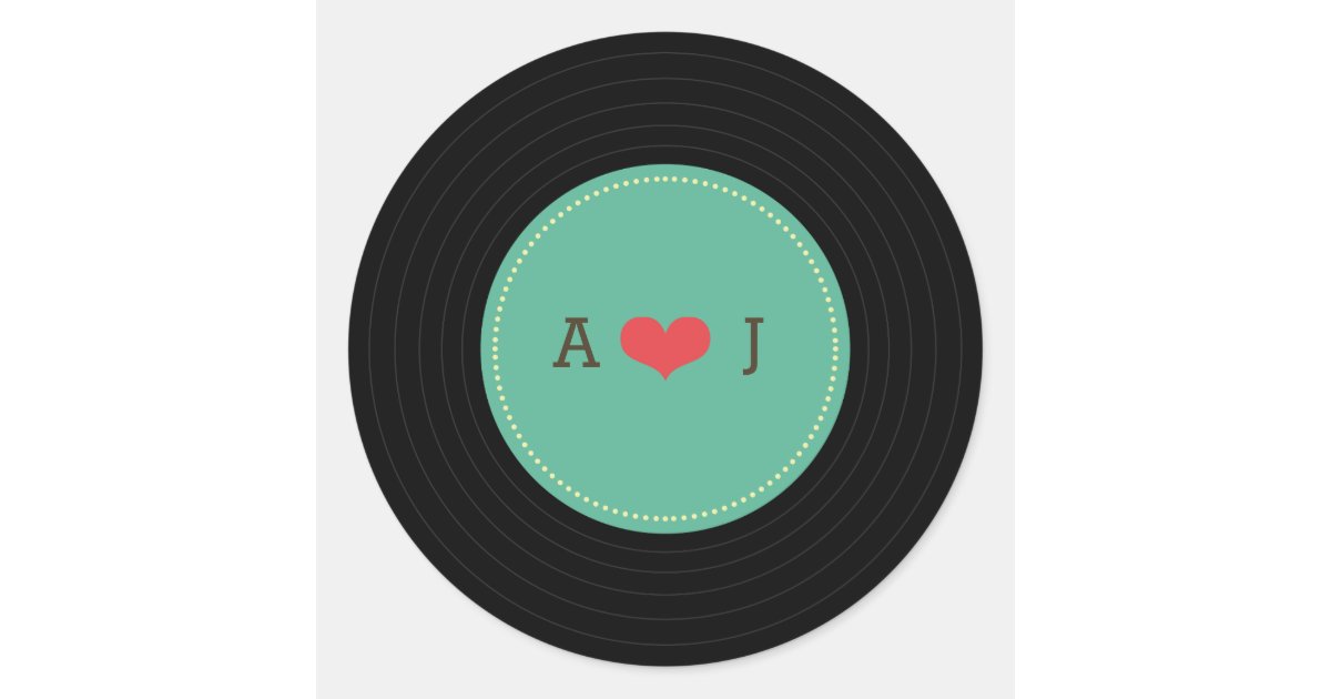 Modern Retro Vinyl Record Wedding Classic Round Sticker | Zazzle