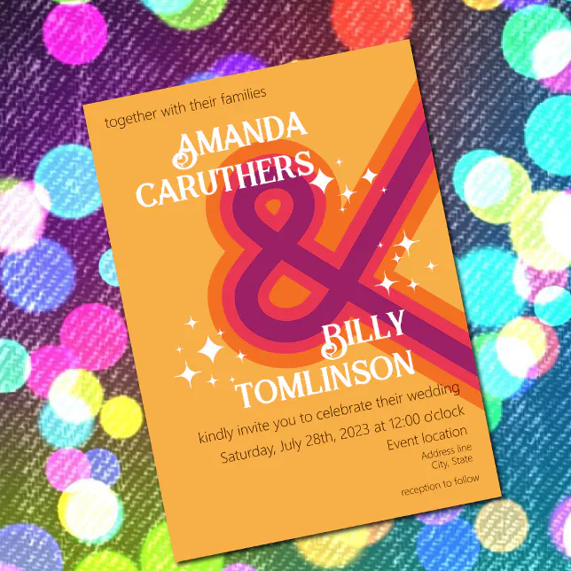 Modern retro wedding invitation design | Zazzle