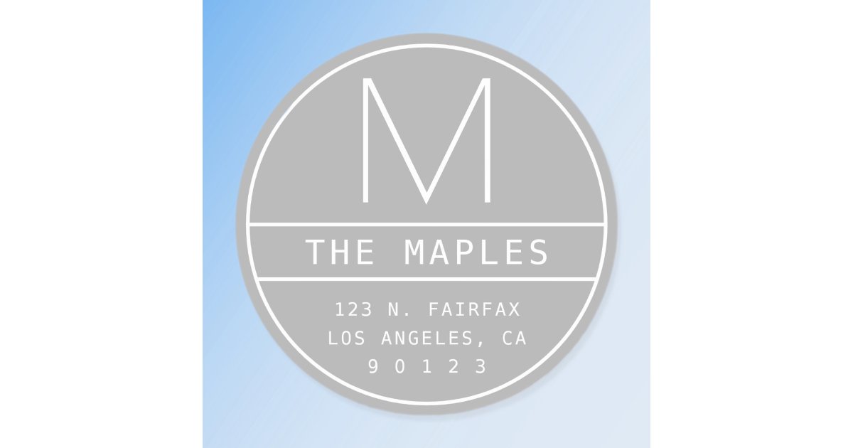 Modern Return Address & Monogram | Light Grey Classic Round Sticker ...