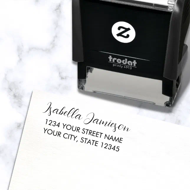 Modern Return Address Script Name Self-inking Stamp | Zazzle