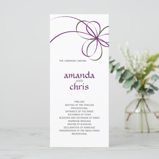 Modern Ribbon Wedding Program | Zazzle