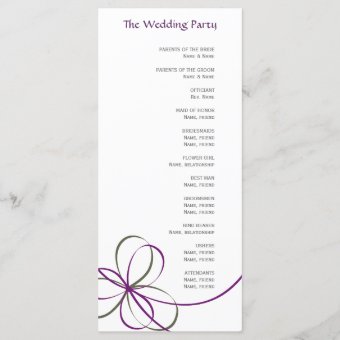Modern Ribbon Wedding Program | Zazzle