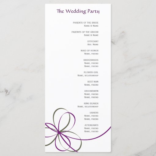 Modern Ribbon Wedding Program | Zazzle