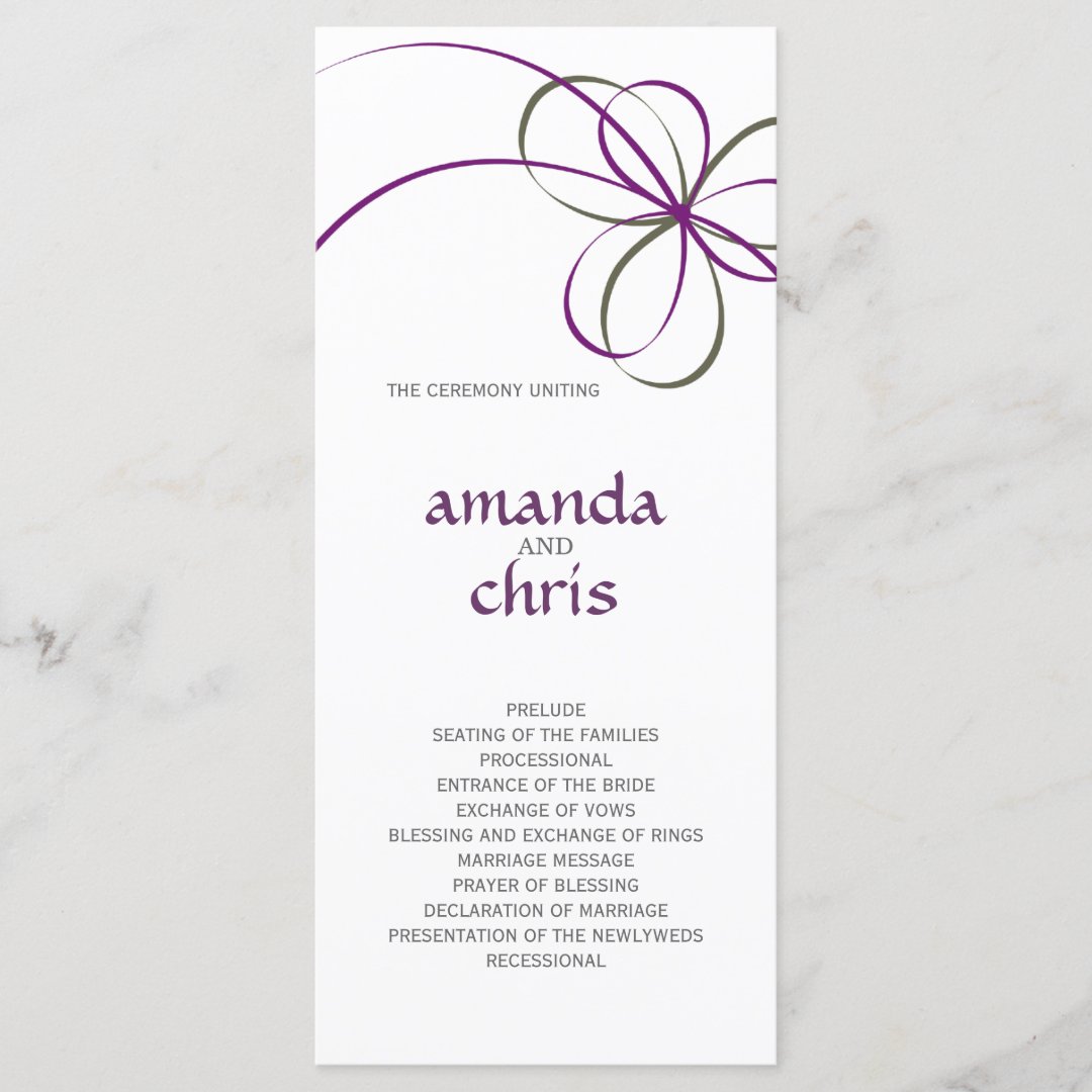 Modern Ribbon Wedding Program | Zazzle