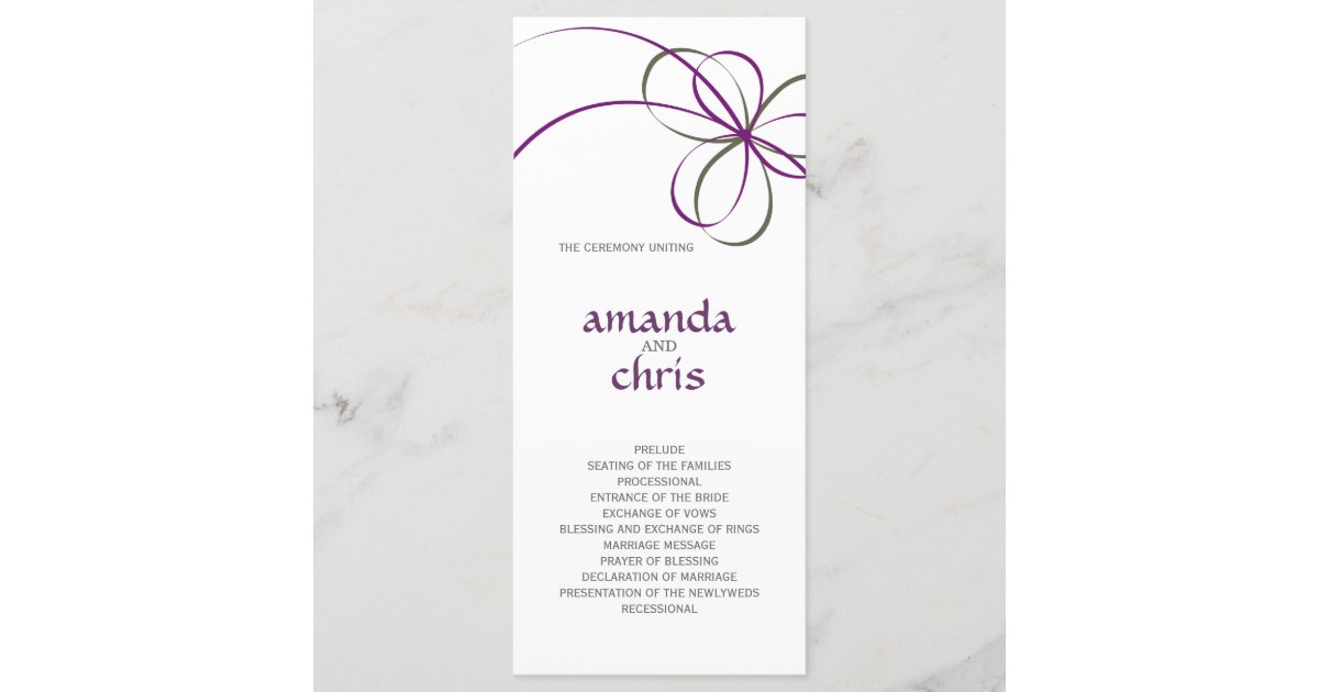 Modern Ribbon Wedding Program | Zazzle