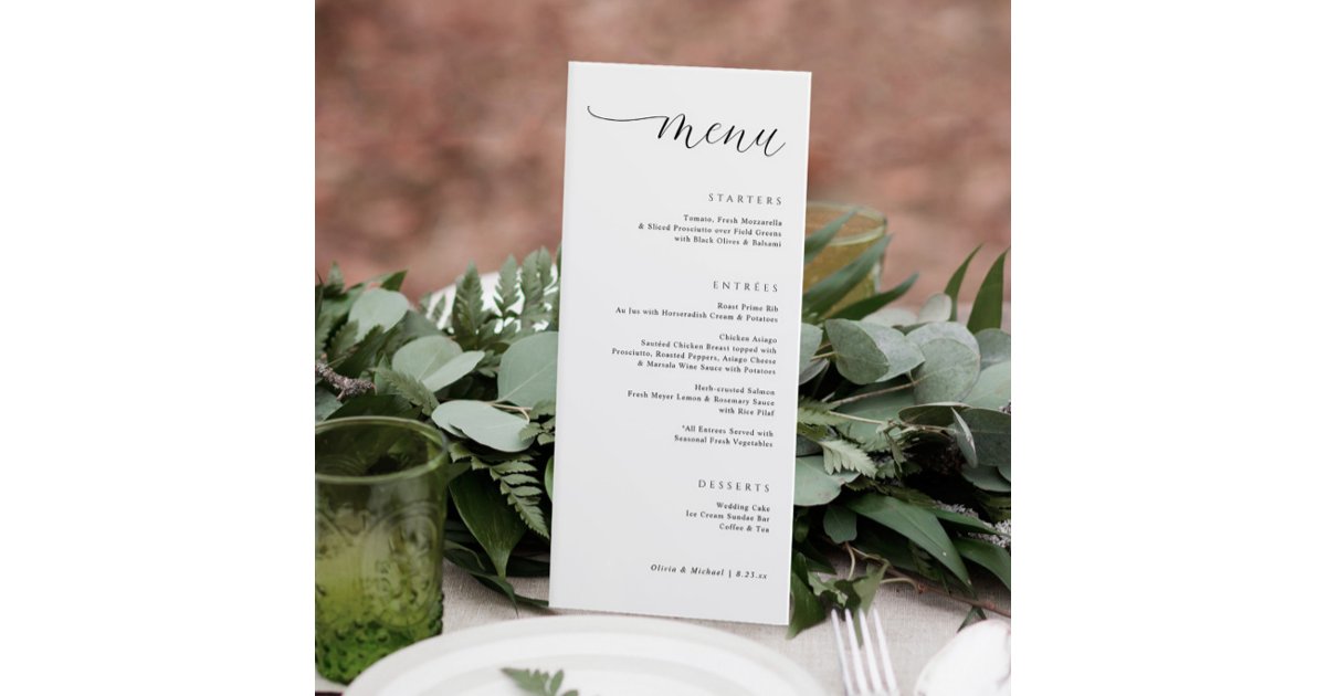 Modern Right Aligned Elegant Wedding Dinner Menu | Zazzle