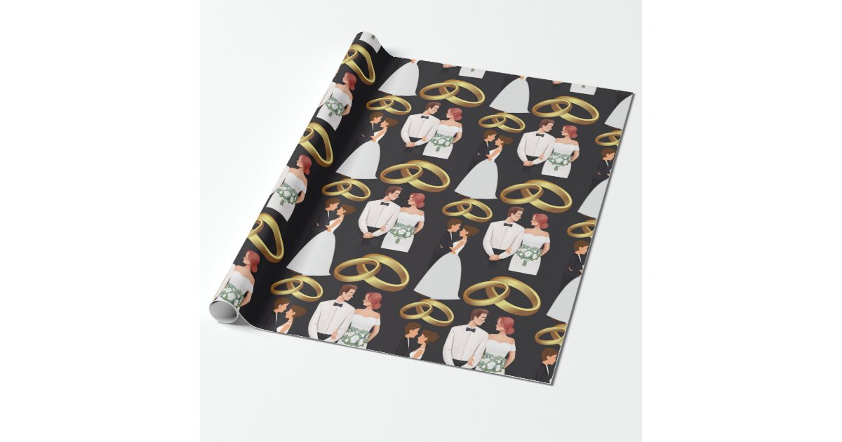 MODERN RINGS Wedding Day Wrapping Paper | Zazzle